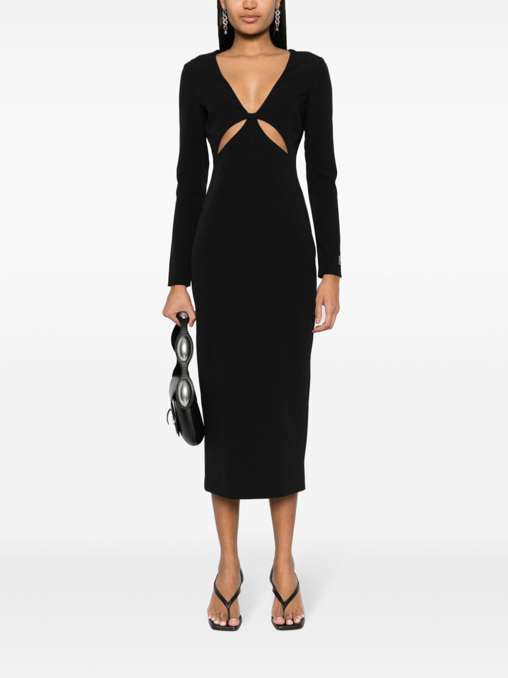 VERSACE Cut-Out Crepe Midi Dress