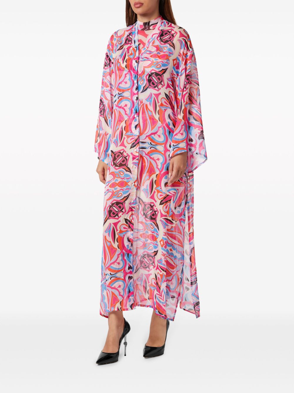 PHILIPP PLEIN Kaleidoscopic-Print Silk Chiffon Kaftan