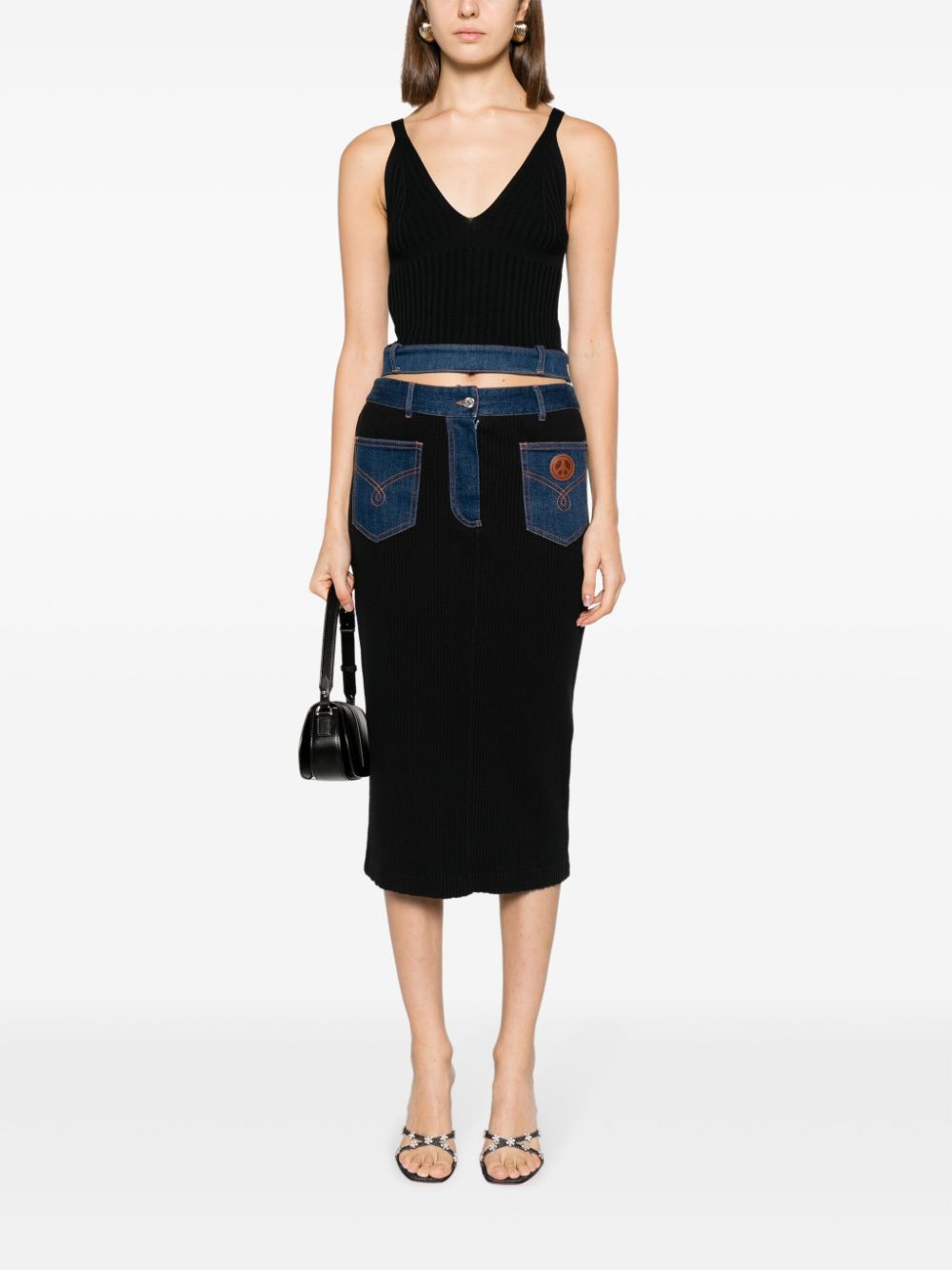 MOSCHINO High-Waist Ribbed Pencil Skirt