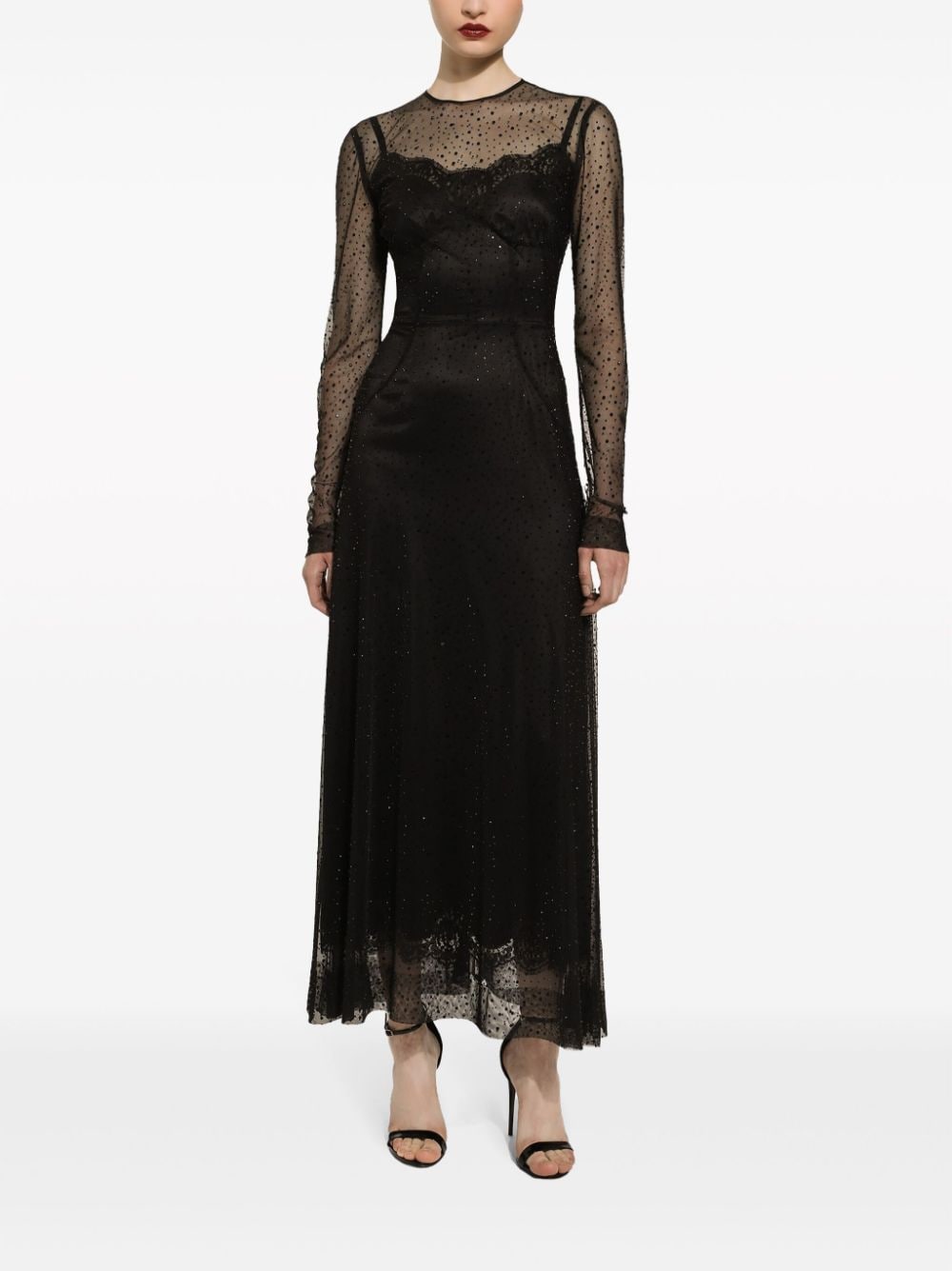 DOLCE & GABBANA Maxi Strass-Embellished A-Line Dress