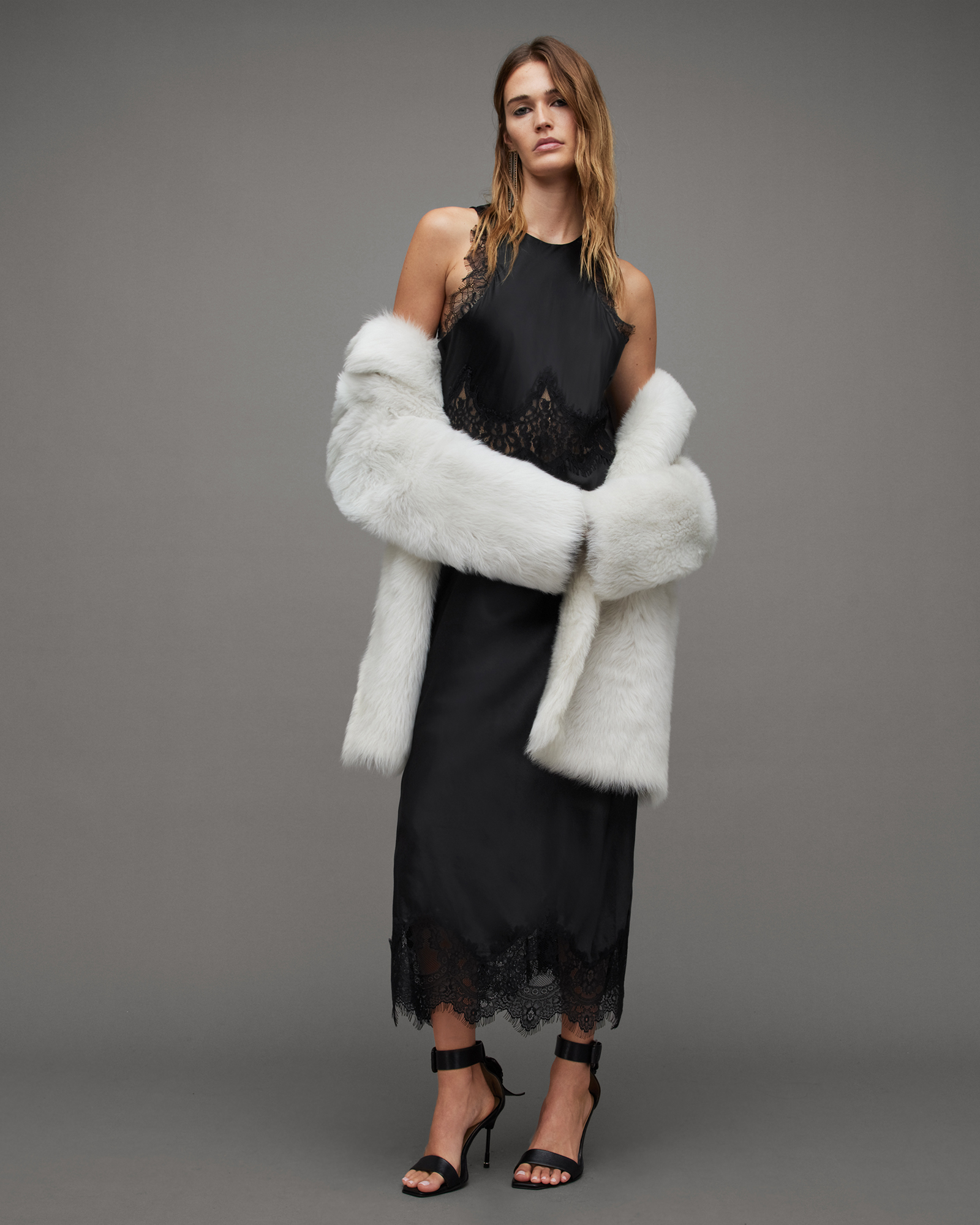 Allsaints Alula Silk Blend Lace Trim Maxi Dress In Black - 40% Off |  Editorialist