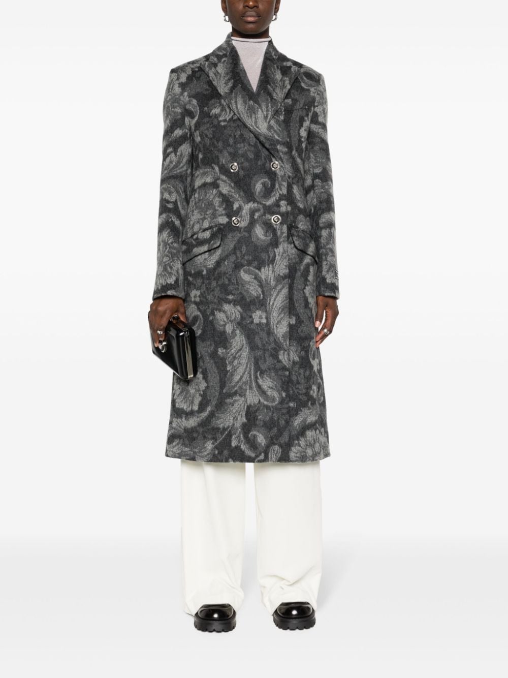 VERSACE Versace Barocco Stencil Double-Breasted Coat