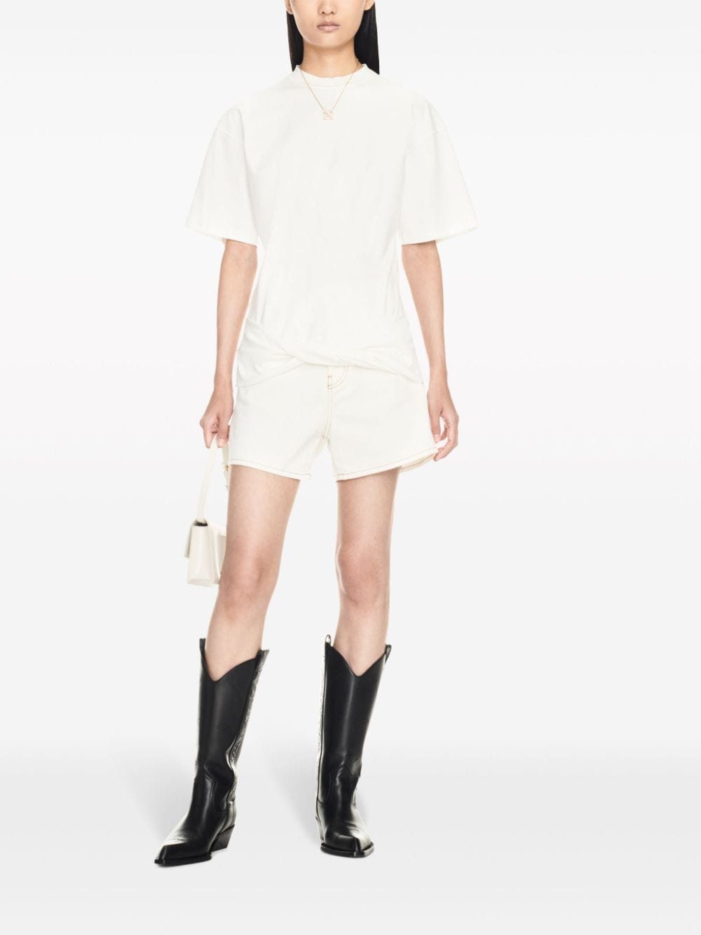 OFF-WHITE Off-White Contrast-Stitching Denim Shorts