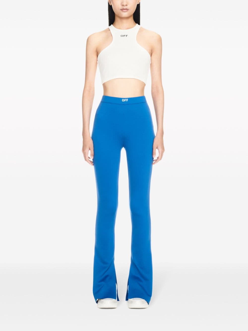 OFF-WHITE logo-waistband flared leggings