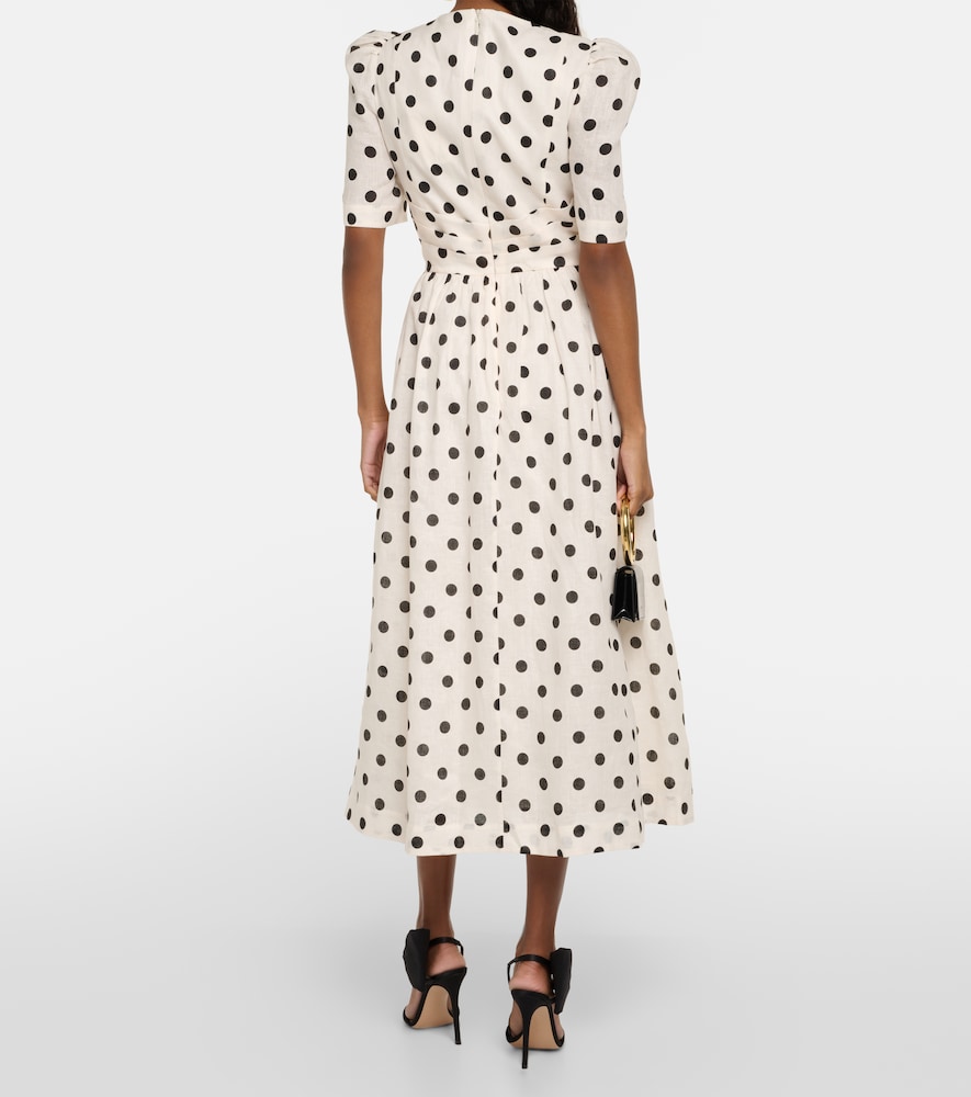 zimmermann crush polka dot linen midi dress Polka Dot Pleated Linen Midi Dress (Women)