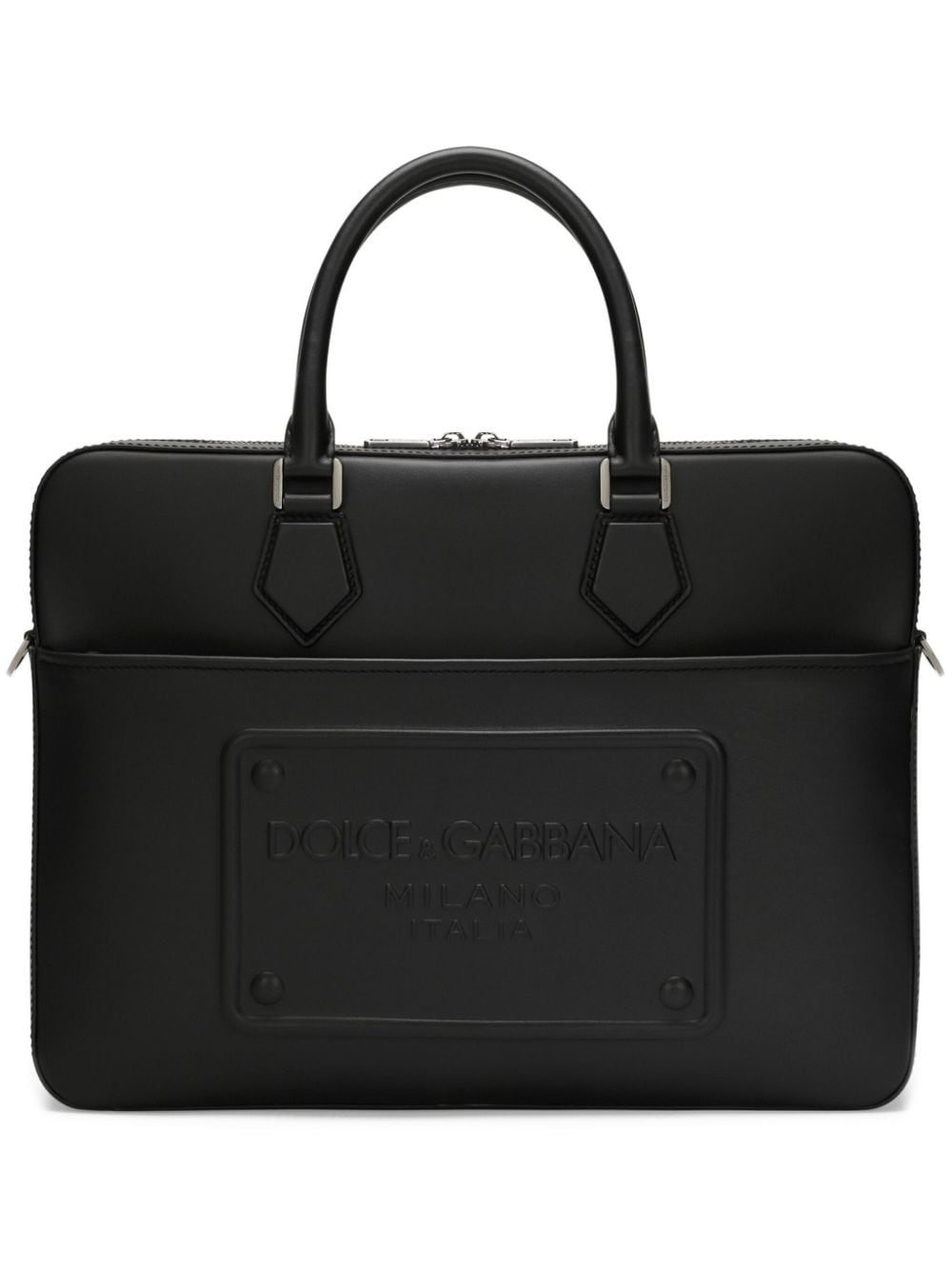 DOLCE & GABBANA Dolce & Gabbana Logo-Embossed Leather Laptop Bag