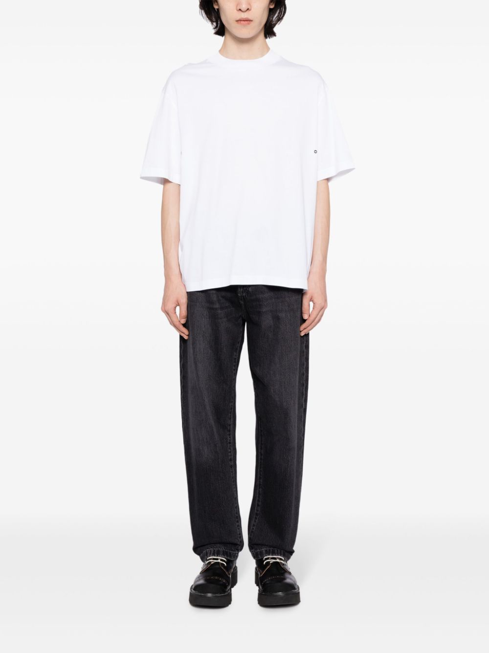 NEIL BARRETT logo-appliqué eyelet-detail t-shirt
