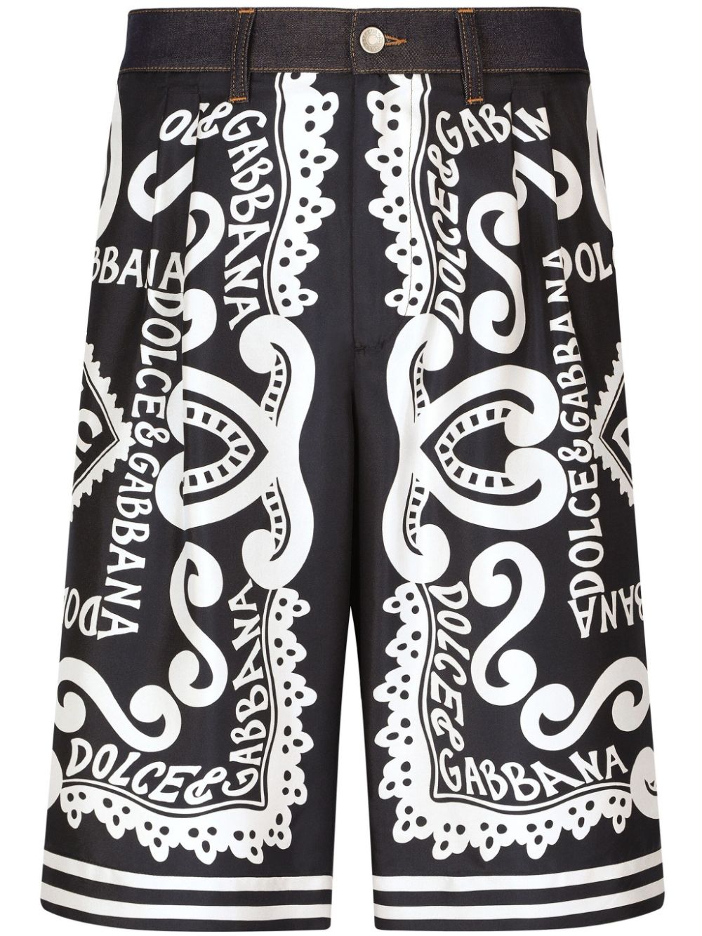 DOLCE & GABBANA Dolce & Gabbana Marina Print Denim Shorts