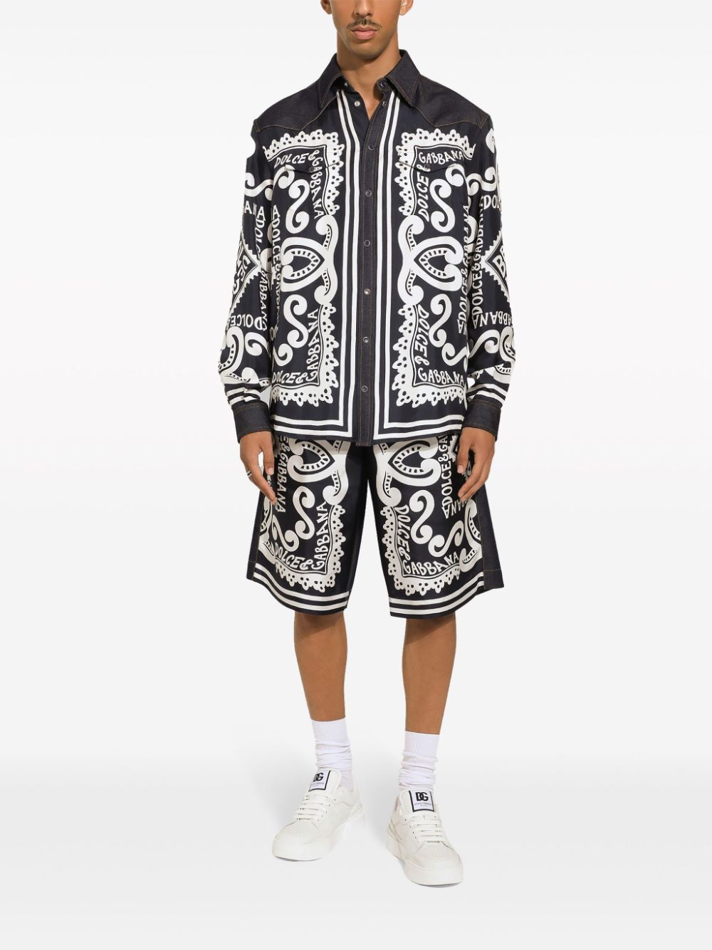 DOLCE & GABBANA Dolce & Gabbana Marina Print Denim Shorts