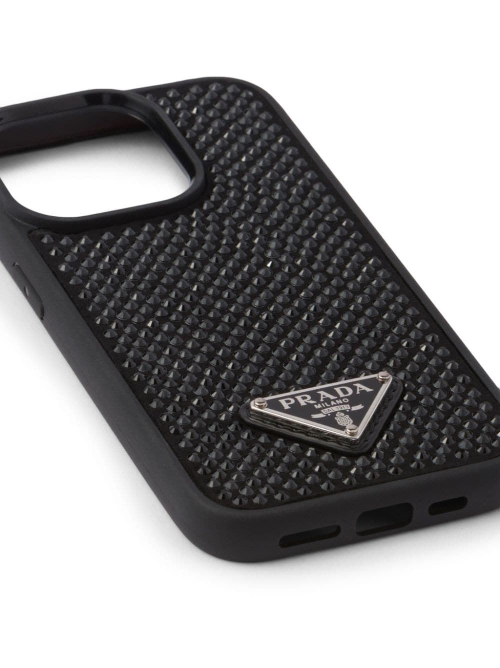 PRADA ブラック iPhone14 ProMax用ケース三角タグ Prada Enamel-Triangle Logo Iphone 14 Pro Max Iphone Cover - Black