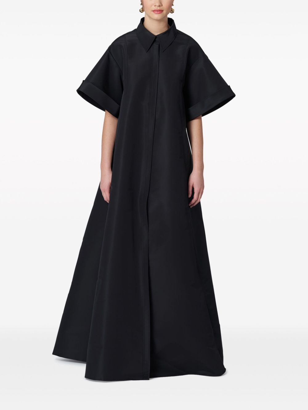 carolina herrera shirt dress gown Carolina Herrera Collared Trench Silk Gown In Multi