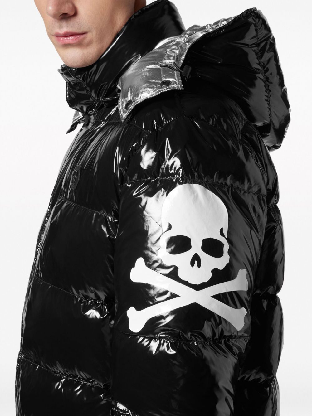 Philipp Plein Skull-Print Padded Coat In Black 41% Off