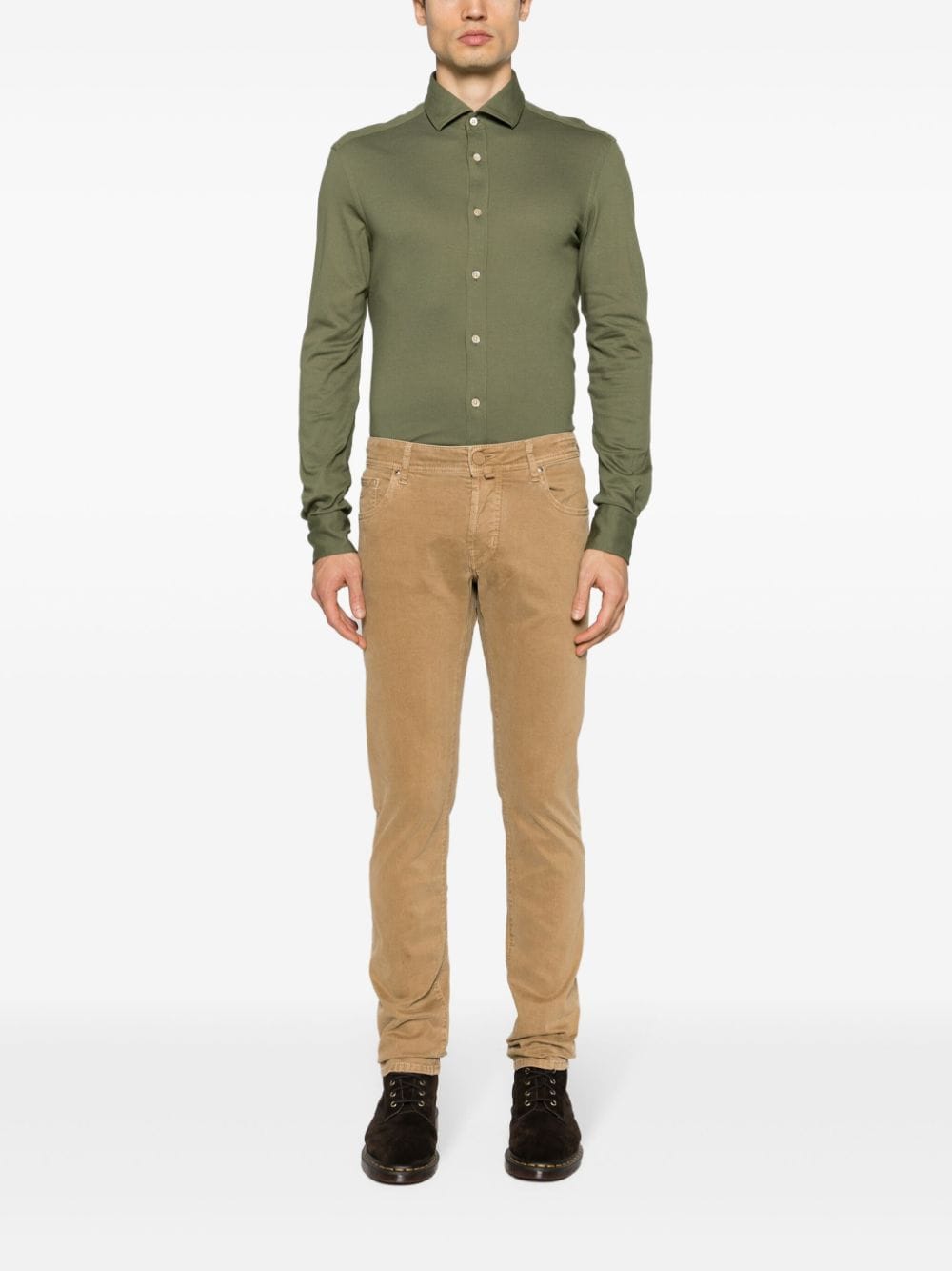 BOGLIOLI long-sleeve piqué cotton shirt