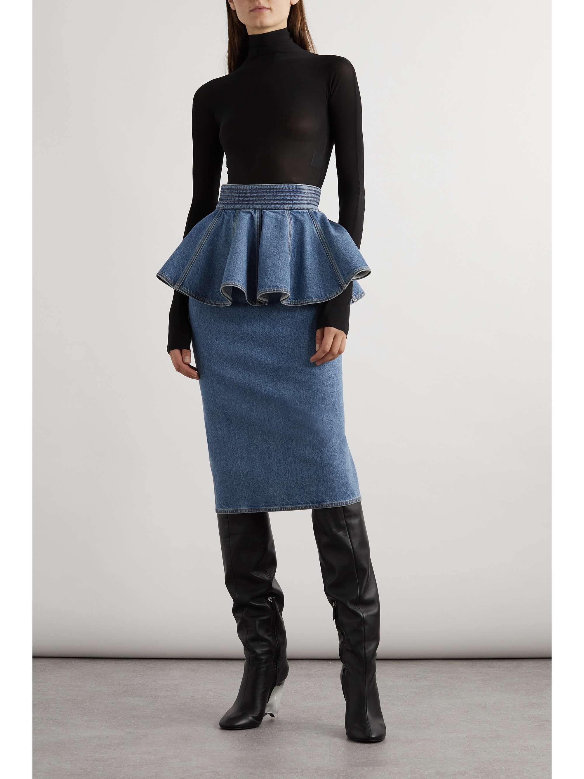 Ruffled Denim Waist Belt