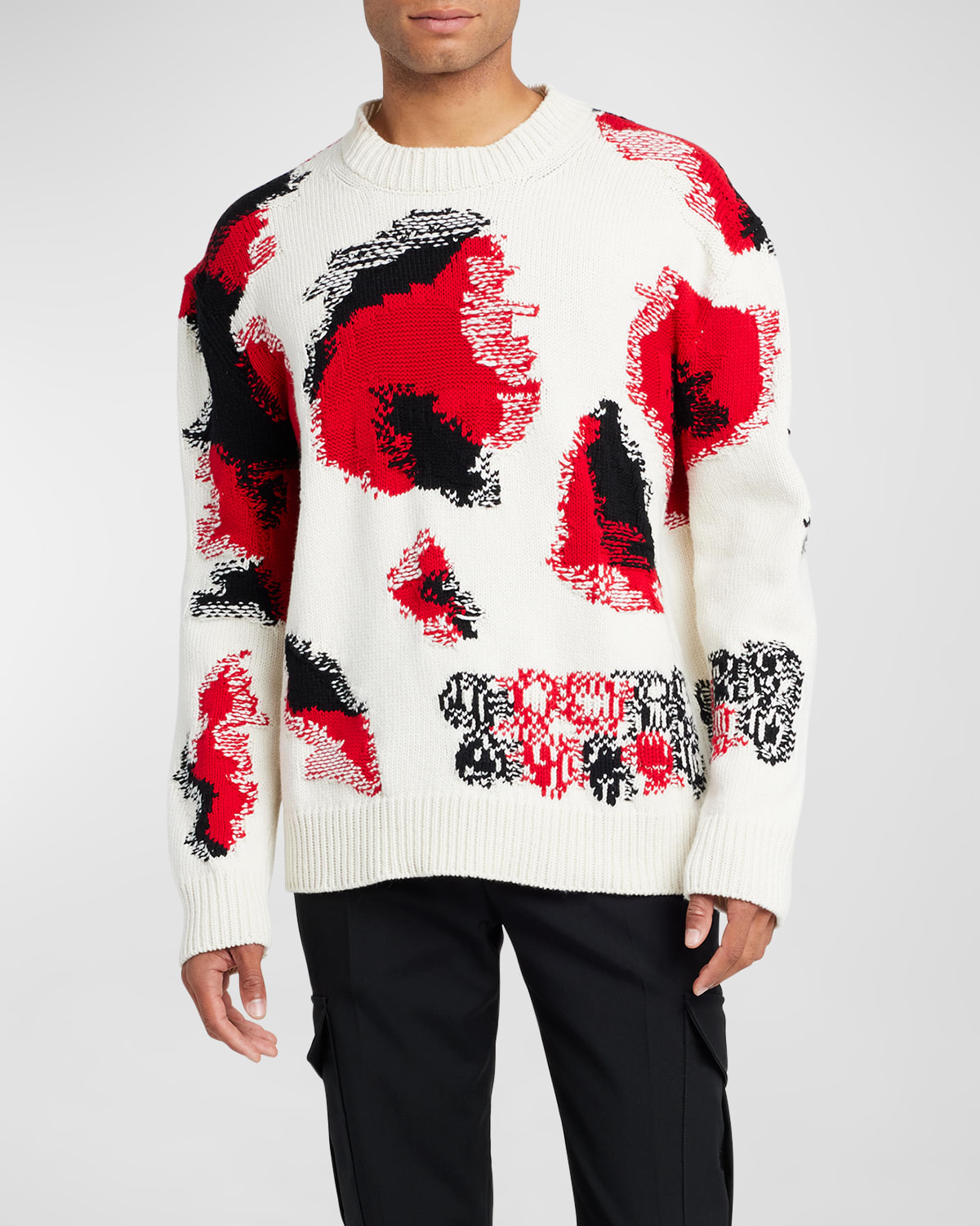 Alexander Mcqueen Obscured Flower Intarsia Sweater - White-Mult