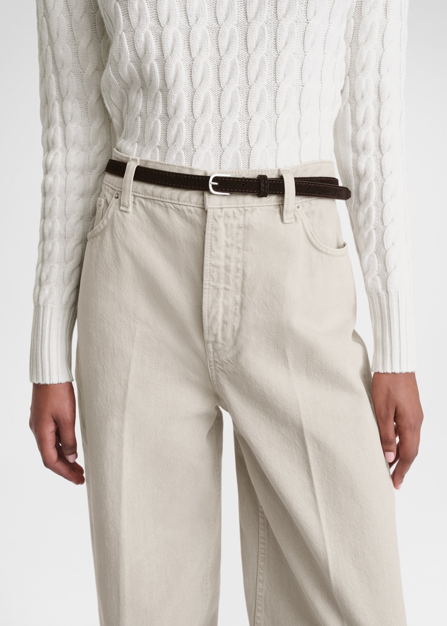 Toteme Thin Suede Belt - Espresso | Editorialist display picture 3