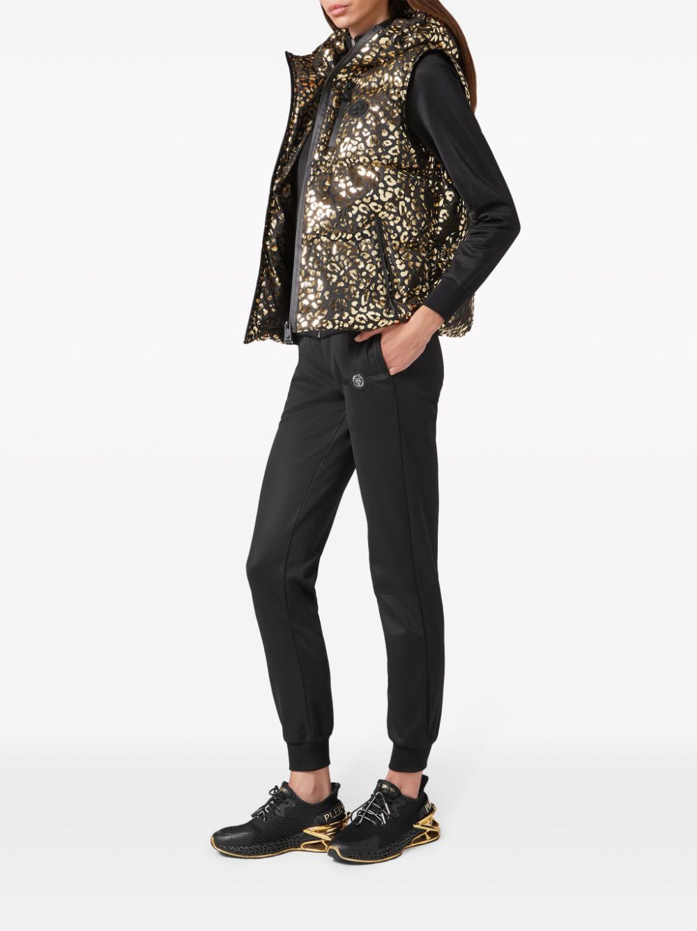 PLEIN SPORT Plein Sport Leopard-Print Puffer Gilet