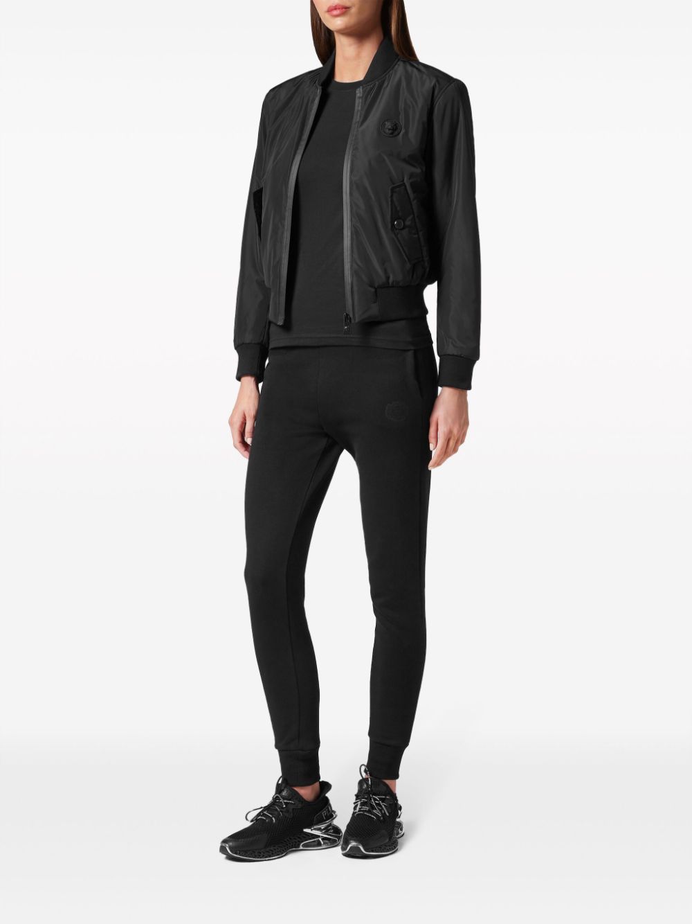 PLEIN SPORT Plein Sport Logo-Patch Zip-Up Bomber Jacket