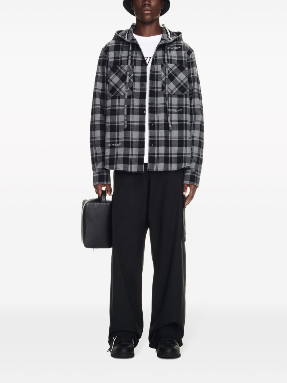 OFF-WHITE checked hooded shirt