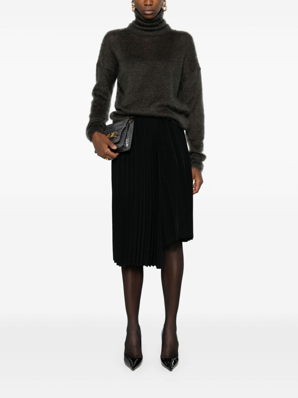 SAINT LAURENT Pleated Midi Skirt