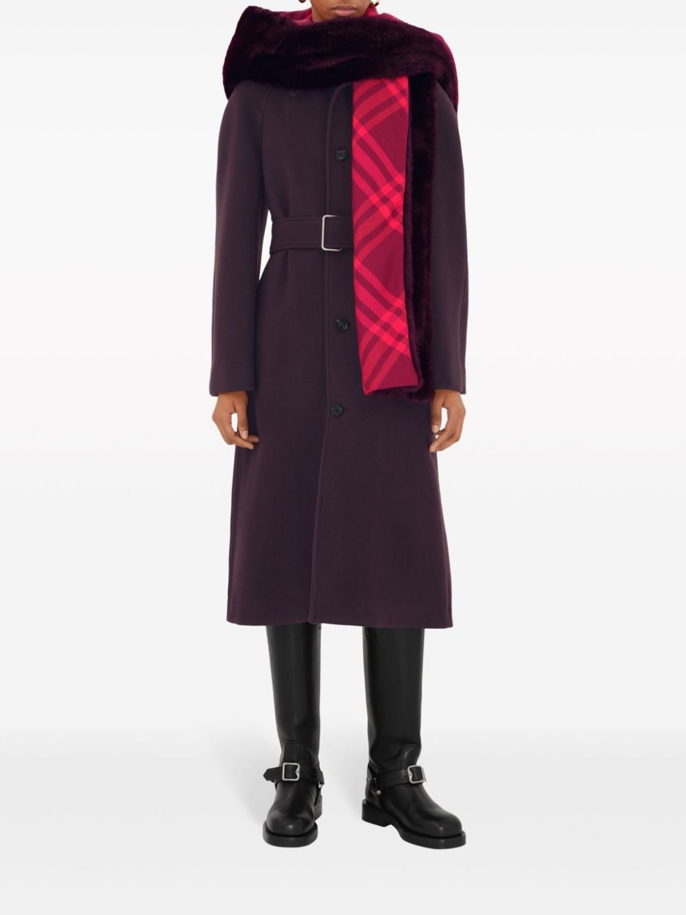 BURBERRY faux-fur hooded scarf