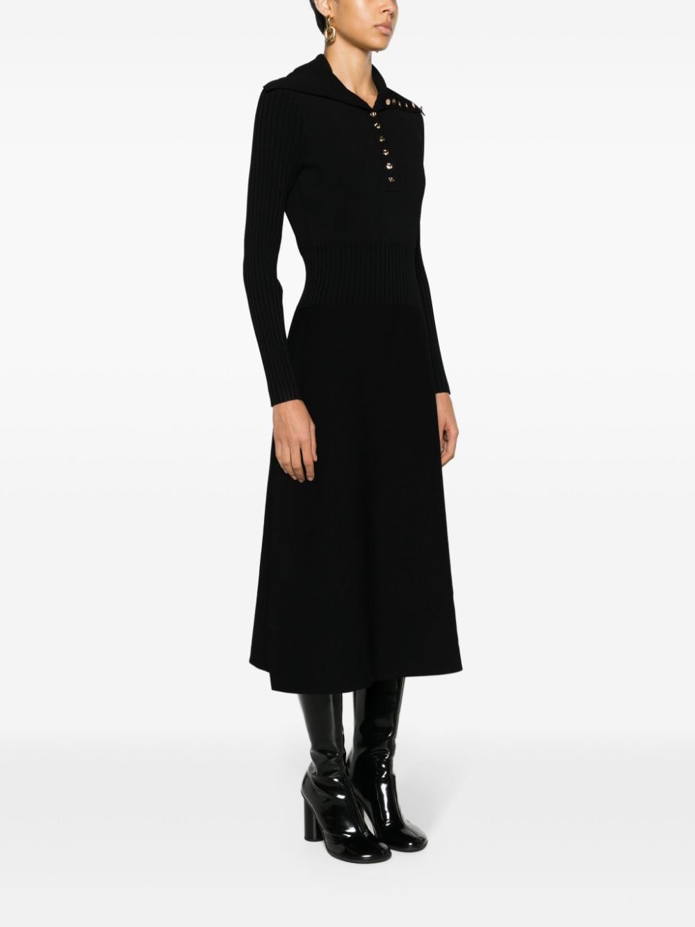Tory Burch Ribbed Knitted Polo Dress In Black - 50% Off | Editorialist