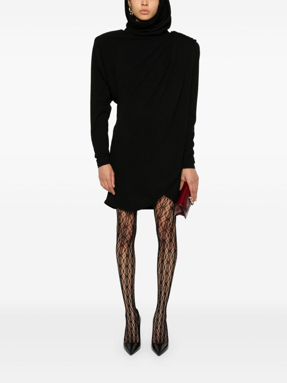 SAINT LAURENT Saint Laurent Hooded Wool Dress
