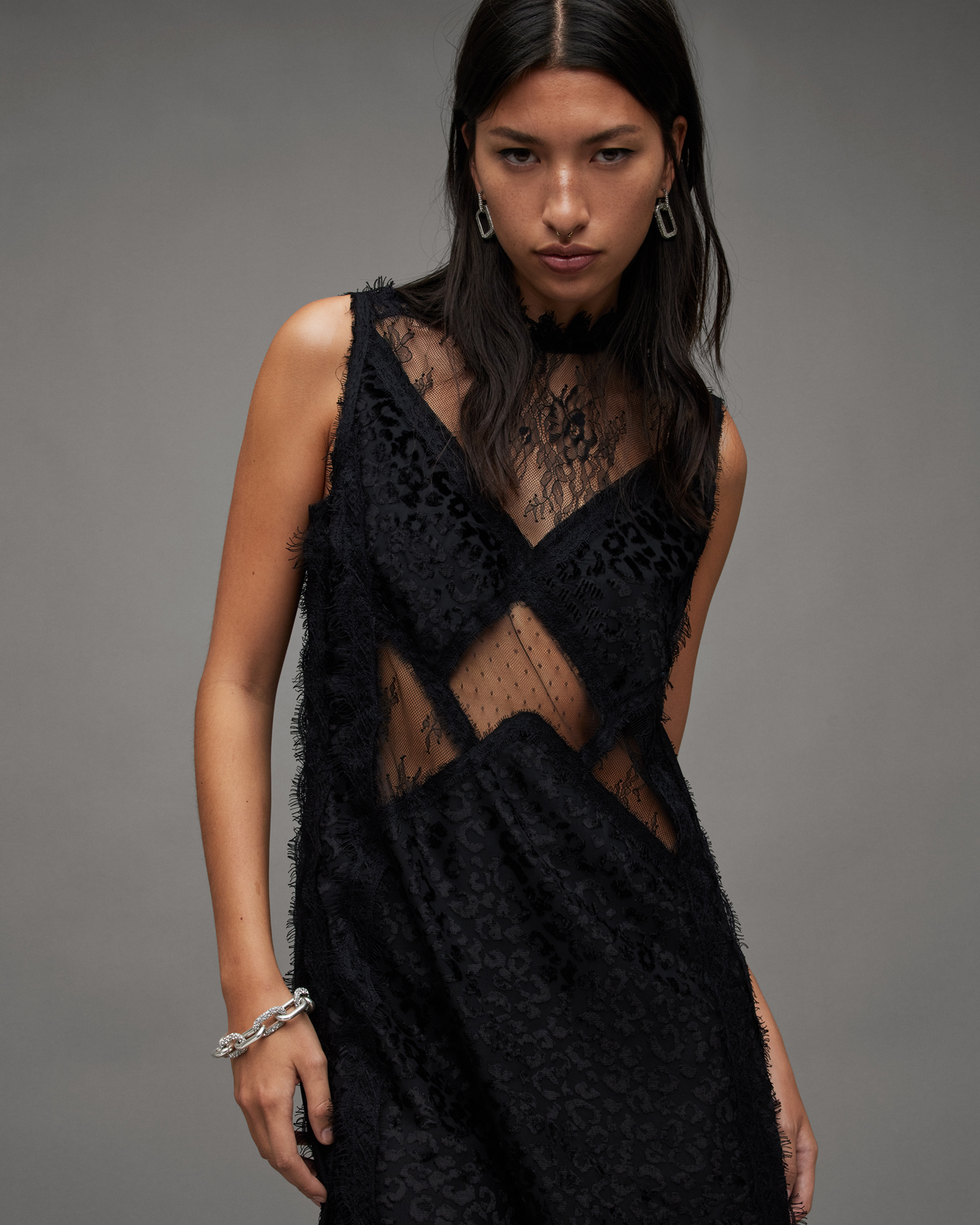velvet and lace prom dress La Femme 26115 Prom Dress - Navy