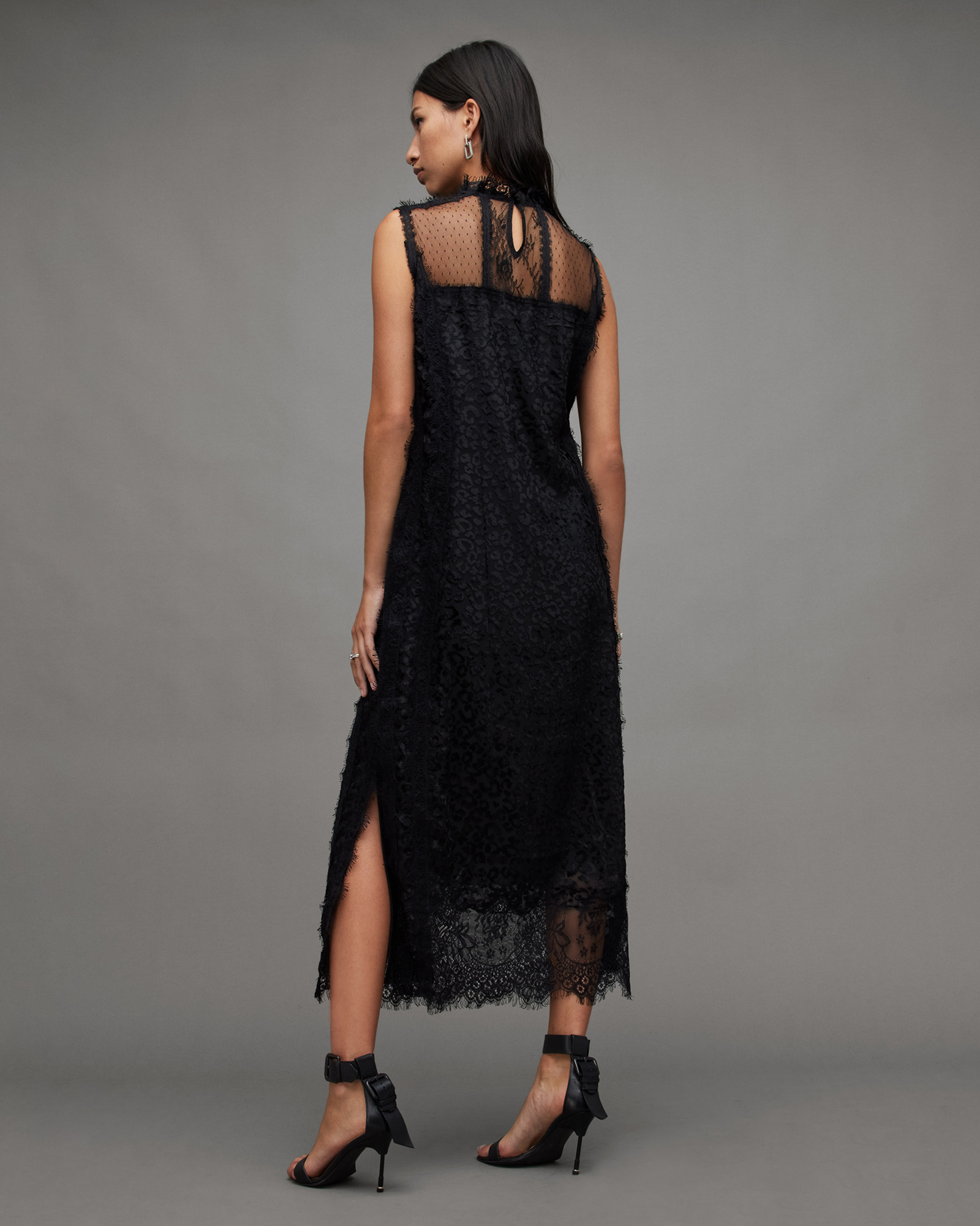 Allsaints Mila Lace Panel Leopard Print Maxi Dress In Black - 30% Off |  Editorialist