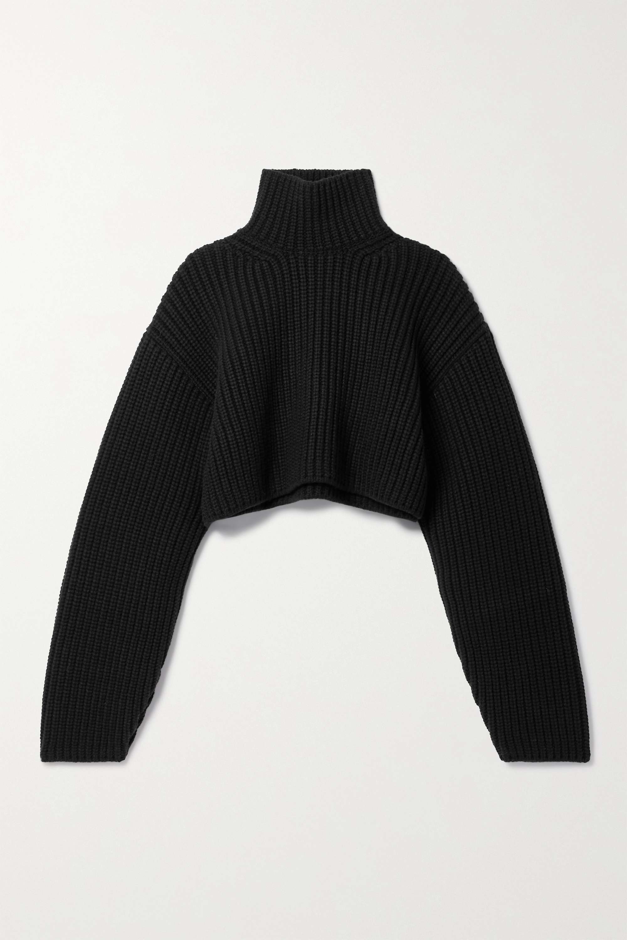 Balenciaga Oversized Cropped Ribbed Wool-Blend Turtleneck Sweater