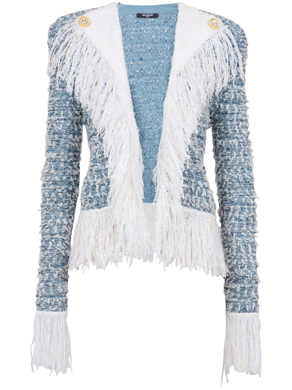 BALMAIN Balmain Tweed Denim Cropped Top