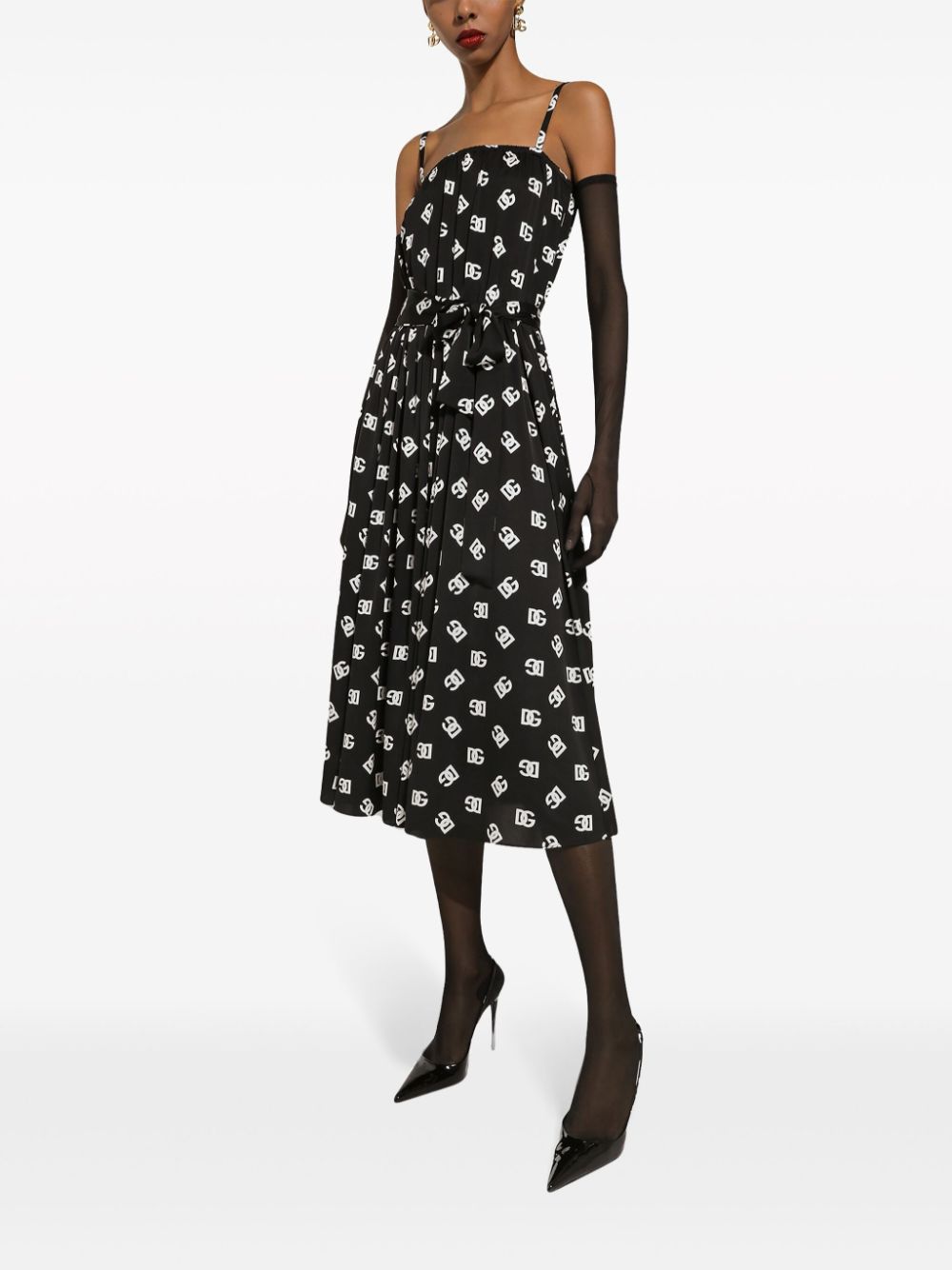 DOLCE & GABBANA Printed Pleated Midi Dress
