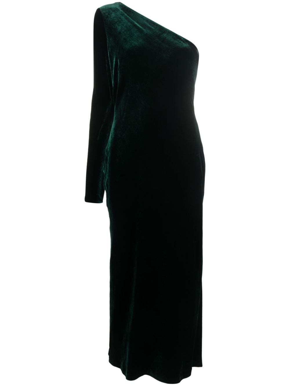 ralph lauren green one shoulder dress Green Jersey One Shoulder Draped Back Gown main image 0