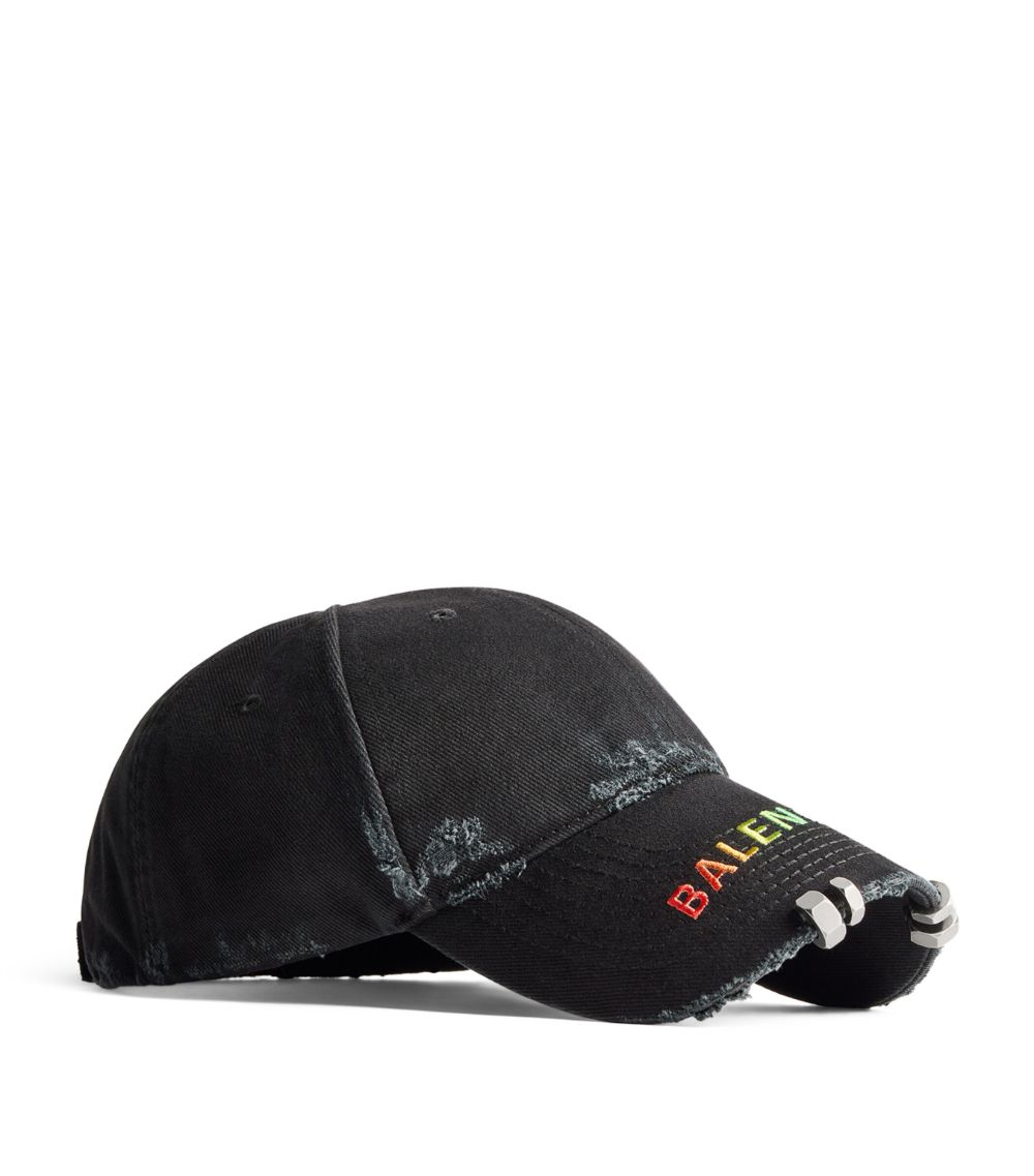 Balenciaga Rainbow Logo Baseball Cap - Black | Editorialist display picture 1