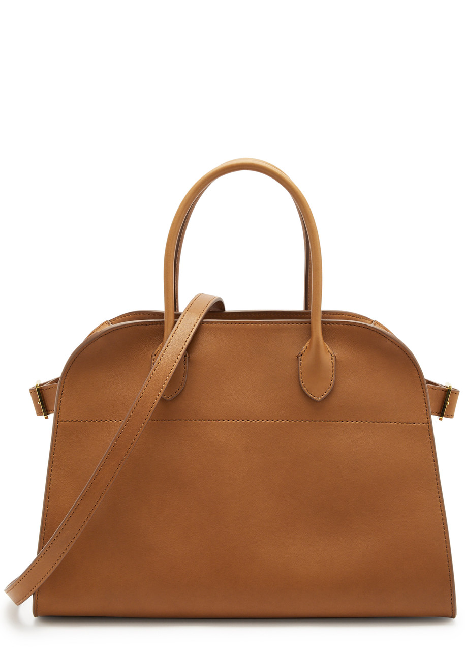 The Row Soft Margaux 12 Leather Top Handle Bag - Tan | Editorialist