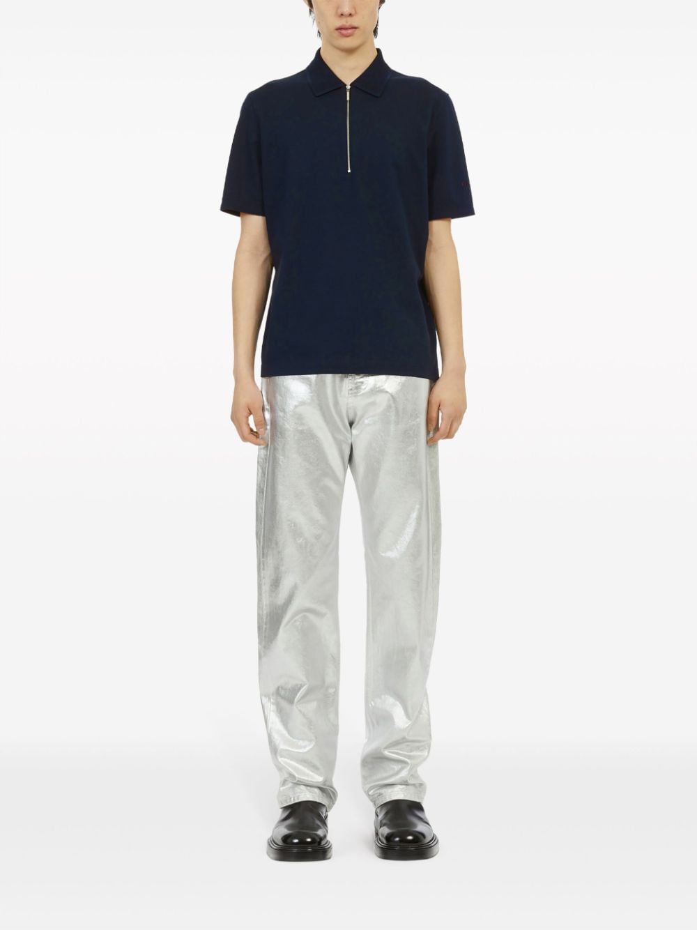 SALVATORE FERRAGAMO half-zip cotton polo shirt
