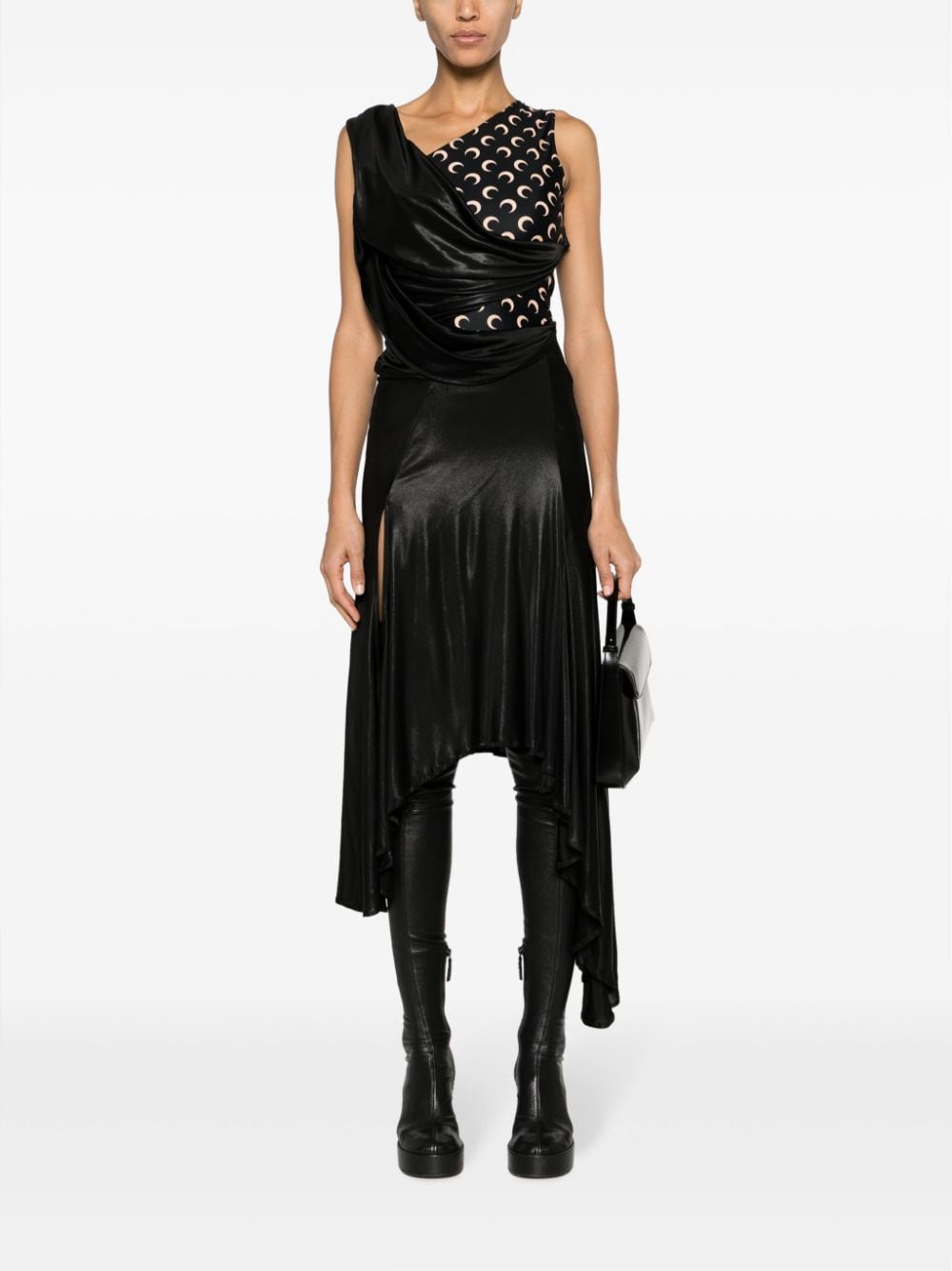 MARINE SERRE Marine Serre Asymmetric Crescent Moon Print Dress