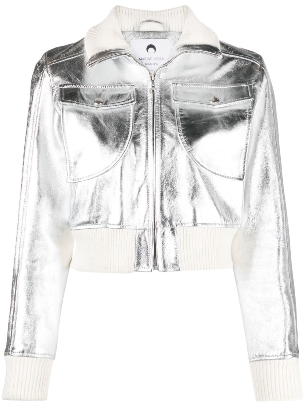 MARINE SERRE Marine Serre Laminated Leather Jacket with Monogram Pattern