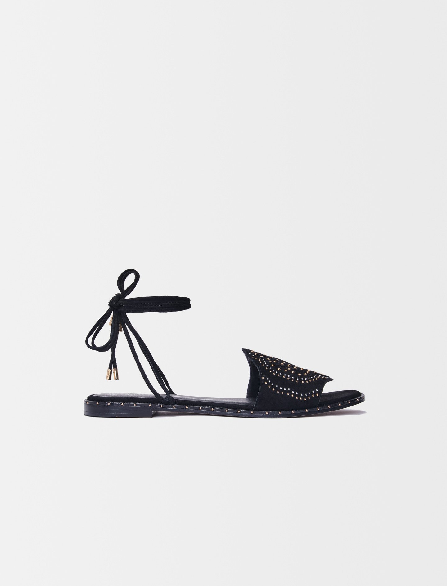 Maje Flat Studded Sandals In Black 80% Off Editorialist