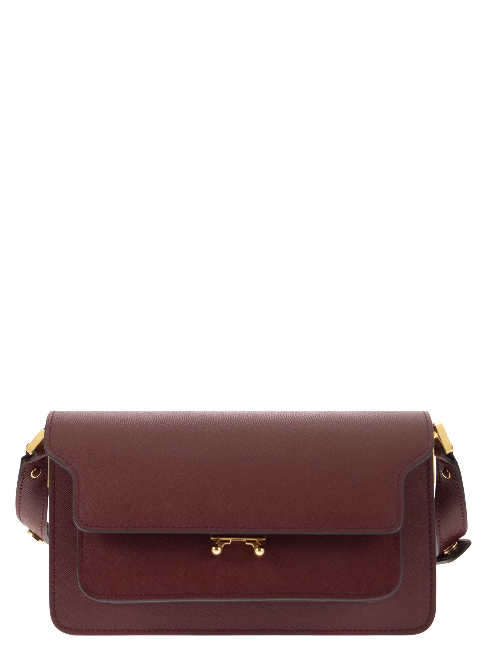 Marni Trunk Leather Shoulder Bag - Bordeaux | Editorialist