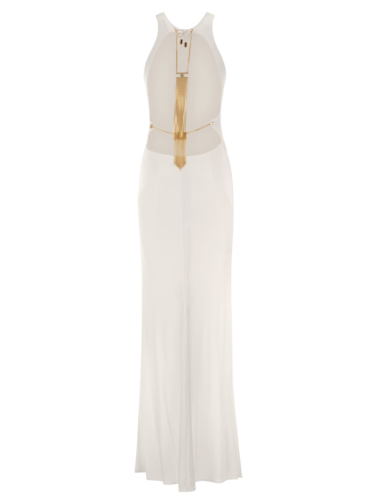 Elisabetta Franchi Red Carpet Jersey Dress With Back Neckline - Ivory | Editorialist Elisabetta Franchi Red Carpet Jersey Dress With Back Neckline - Ivory | Editorialist