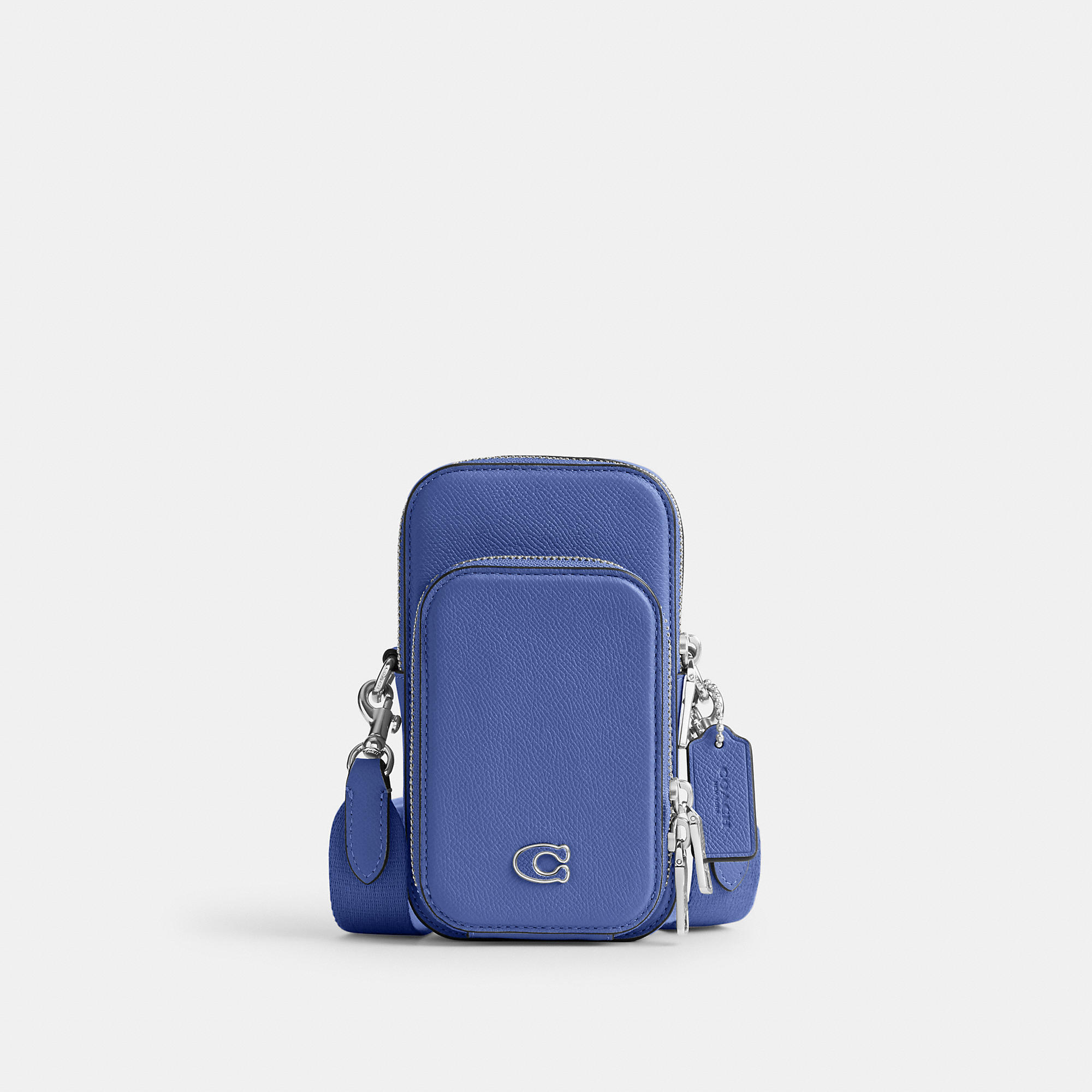 Coach Crossgrain Leather Phone Crossbody In Black - 50% Off 