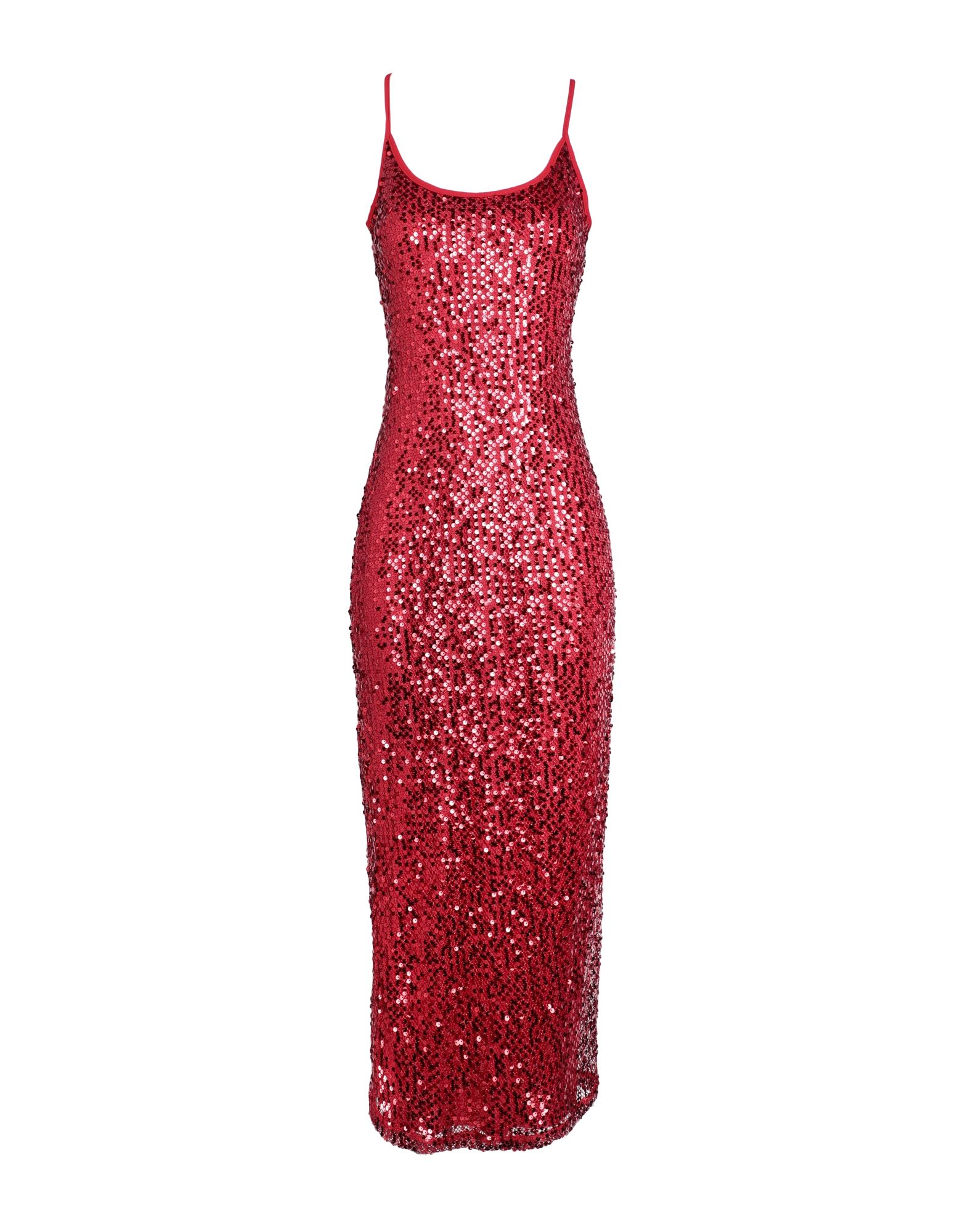 open lace back dress Cleo Ruched Sequin Midi Dress (Red) | Love Cherish main image 0