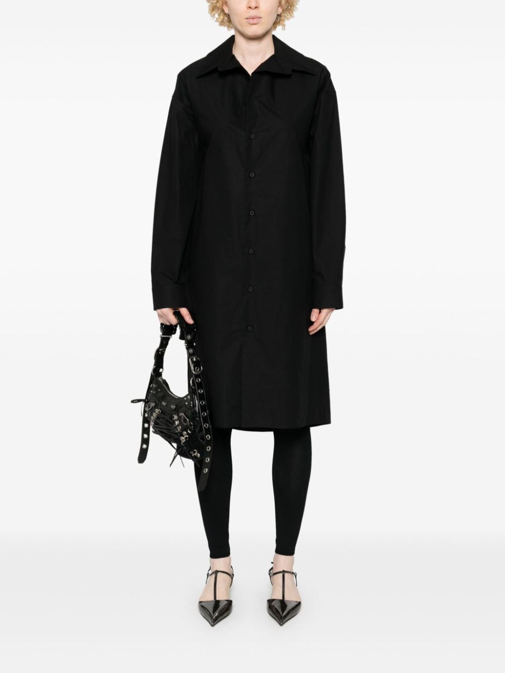 BALENCIAGA Kick-Collar Shirt Dress