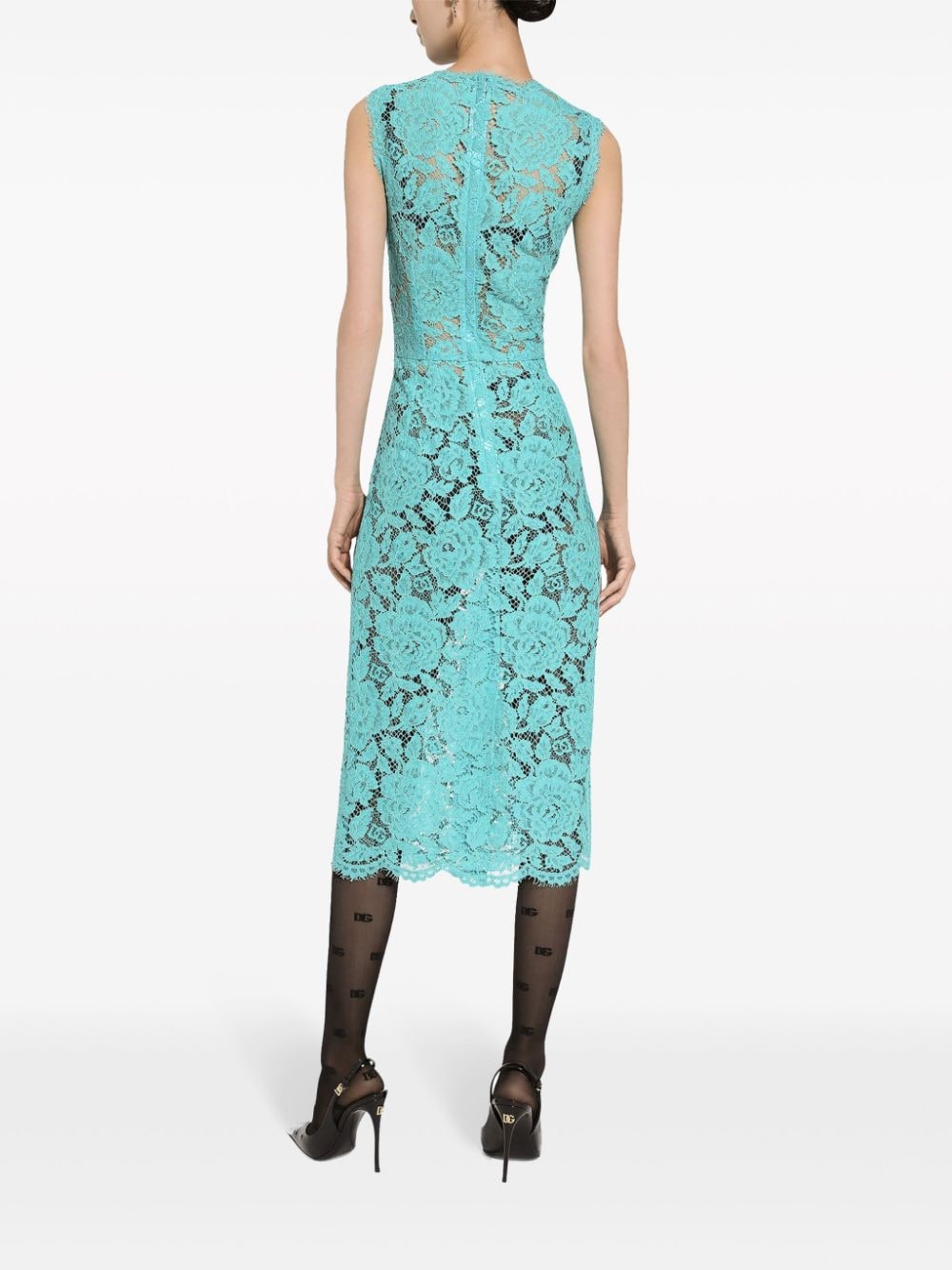 Dolce & Gabbana Women's Cordonetto Lace Sheath Dress - Blue - Casual Dresses