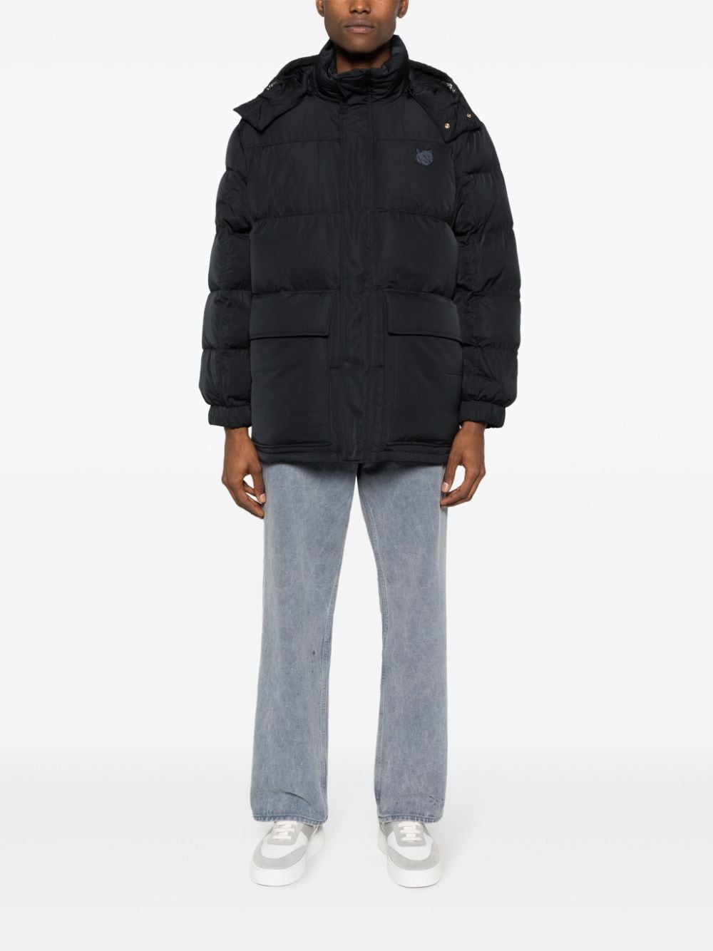 MAISON KITSUNÉ Maison Kitsuné logo-appliqué hooded puffer jacket