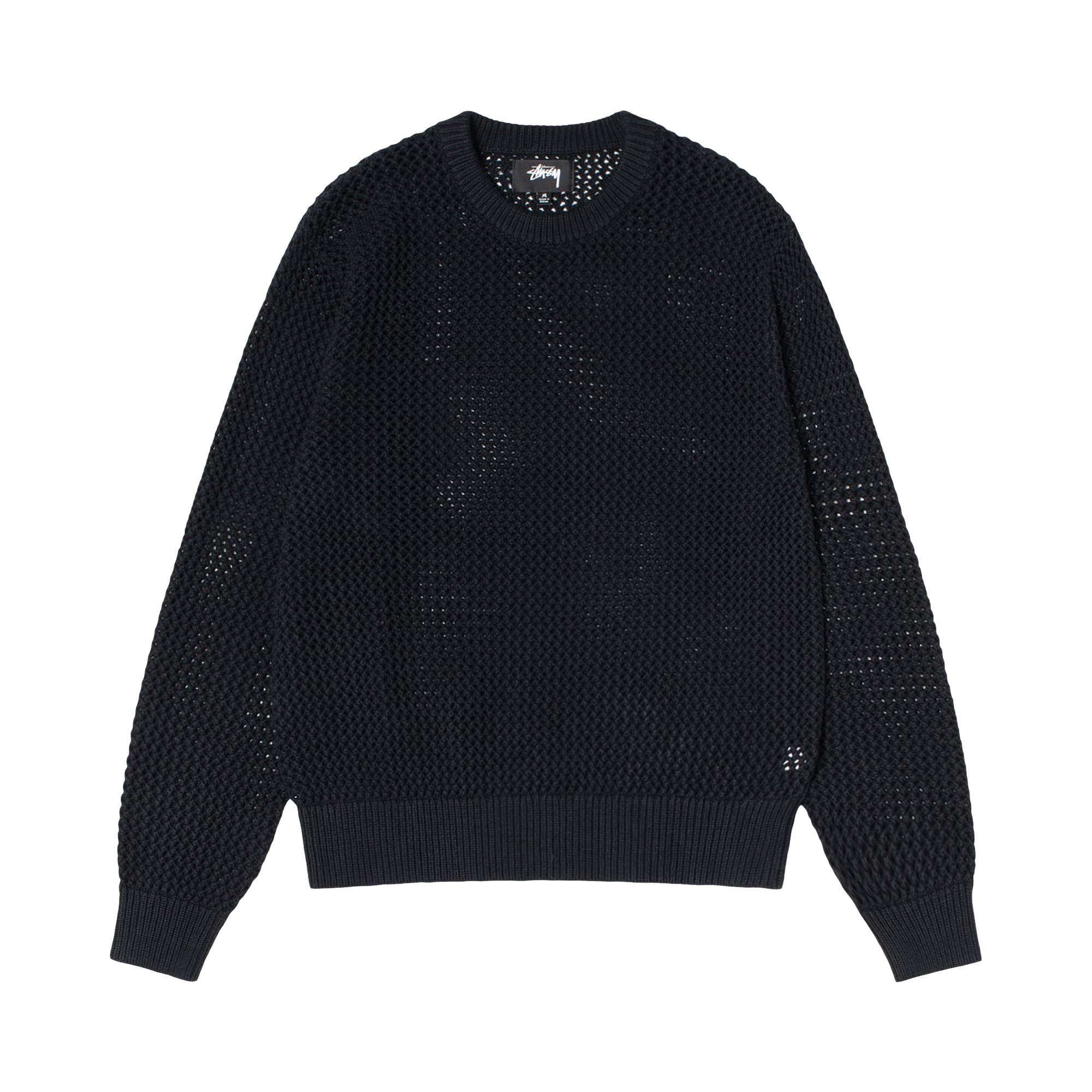 StüSsy Pigment Dyed Loose Gauge Sweater - Black | Editorialist