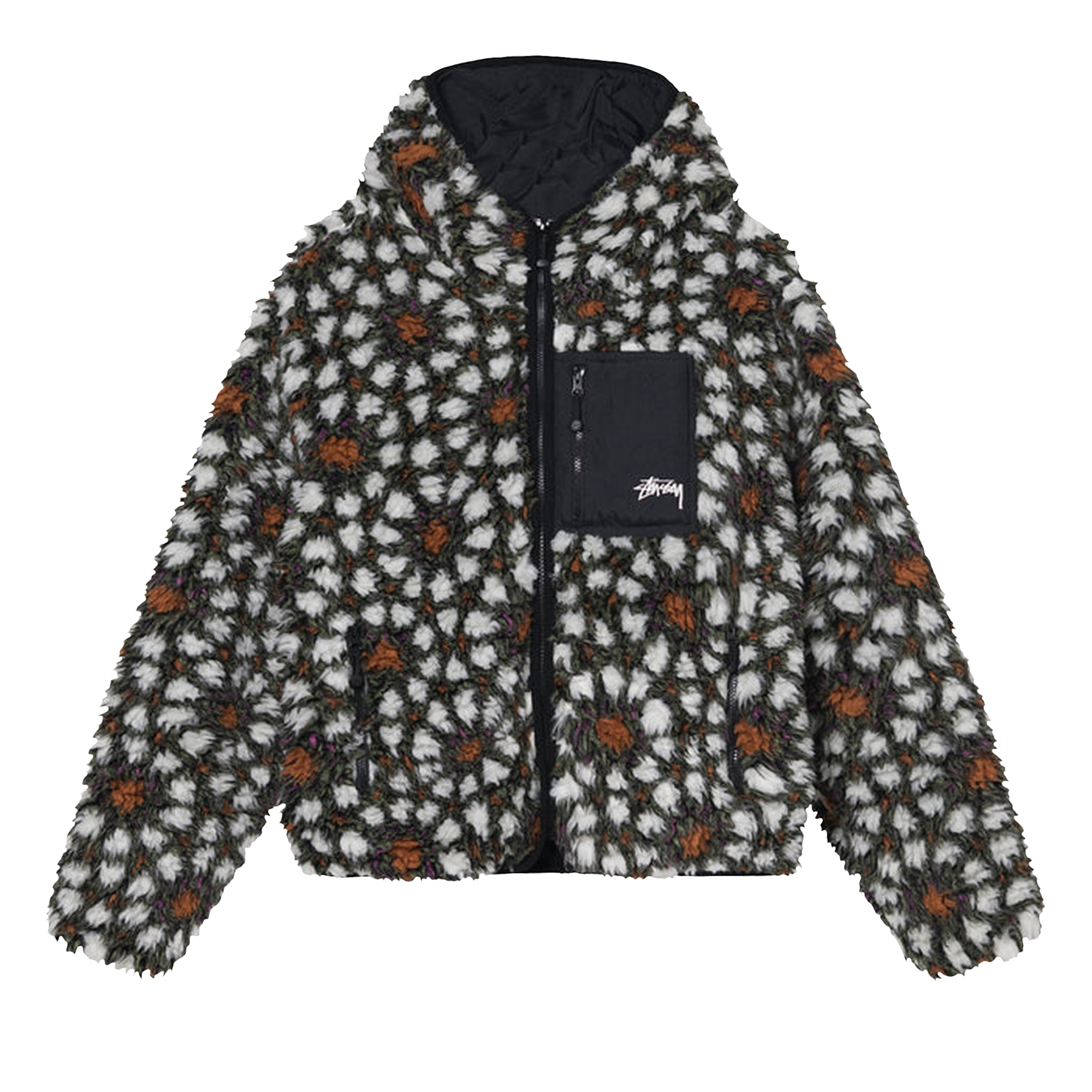 StüSsy La Chapter Satin Varsity Jacket - Black | Editorialist