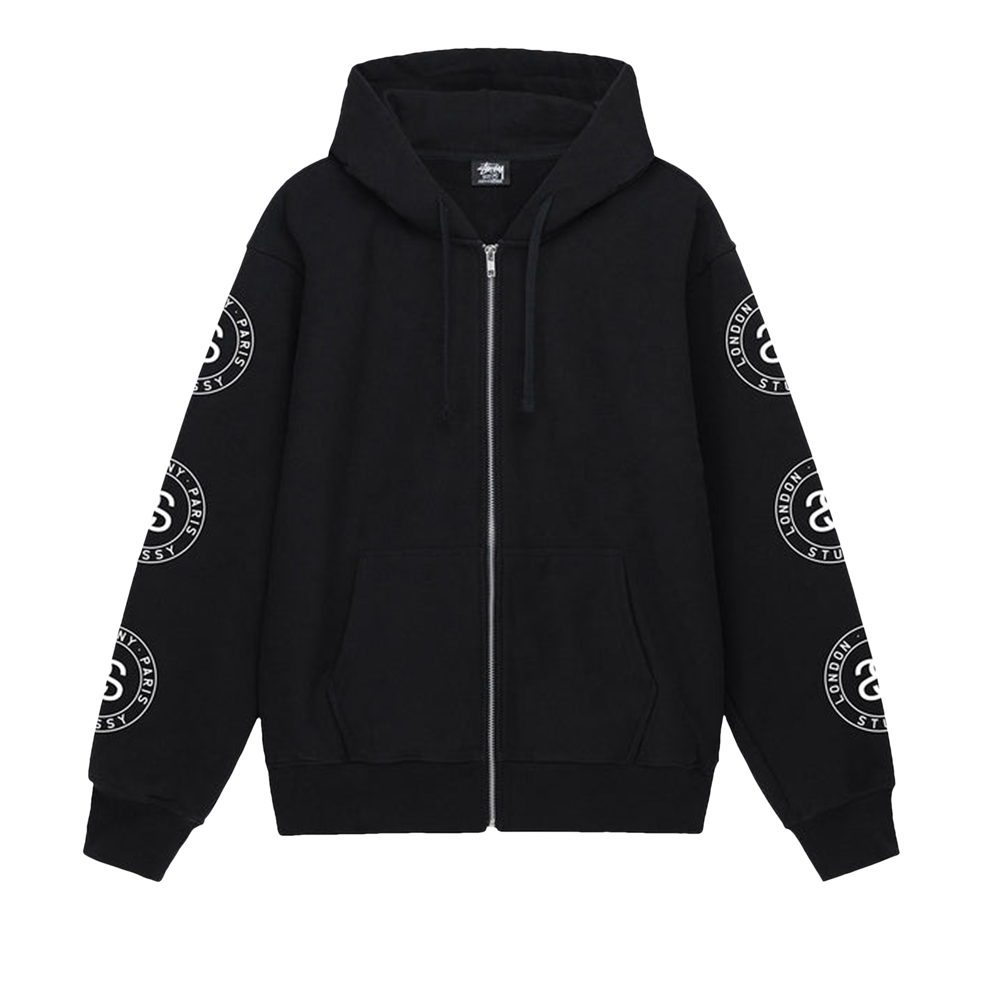 StüSsy Block Sport Zip Hoodie - Black | Editorialist