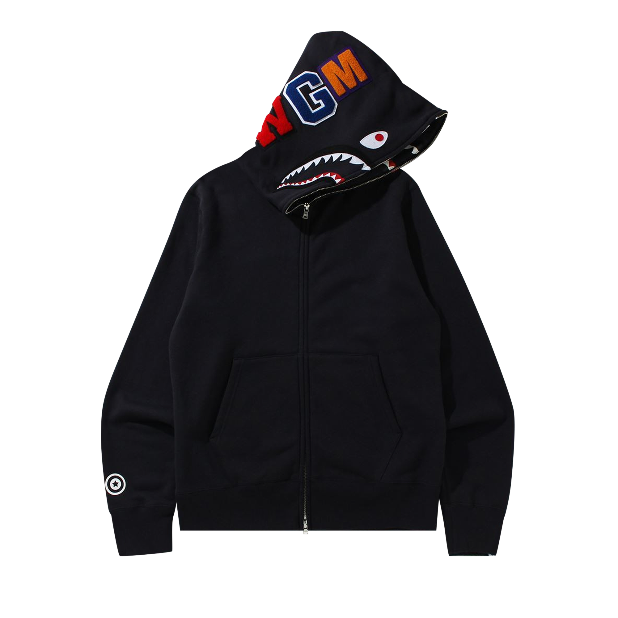 A Bathing Ape Double Side Shark Full Zip Hoodie - Black | Editorialist